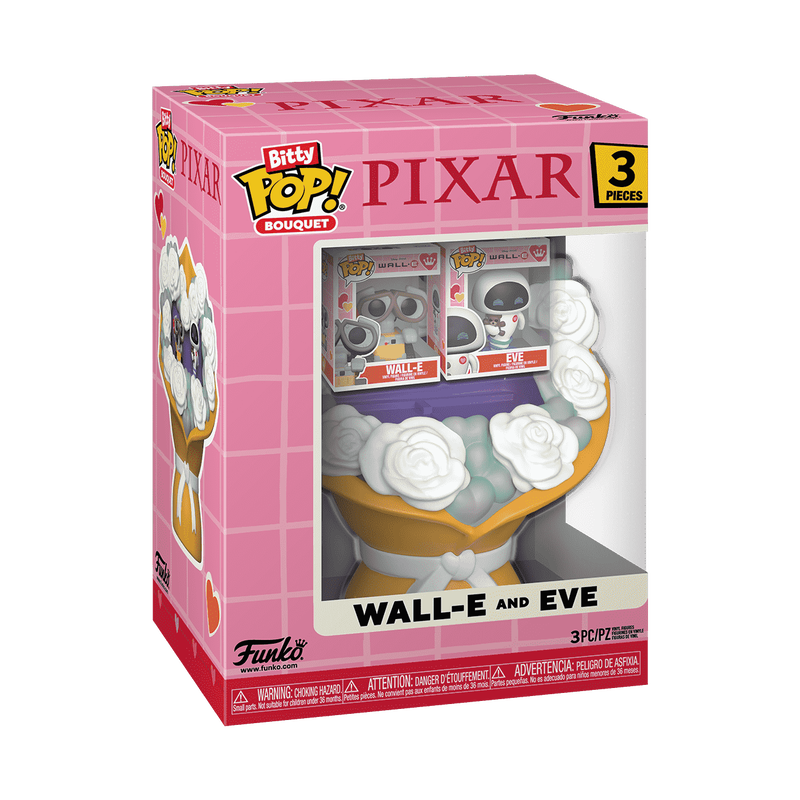 WALL E EVE Valentine Disney Funko Bitty Pop Bouquet Vinyl Figures